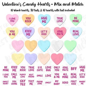 Valentines Day Candy Hearts Clipart, Love Conversation Heart Clipart ...