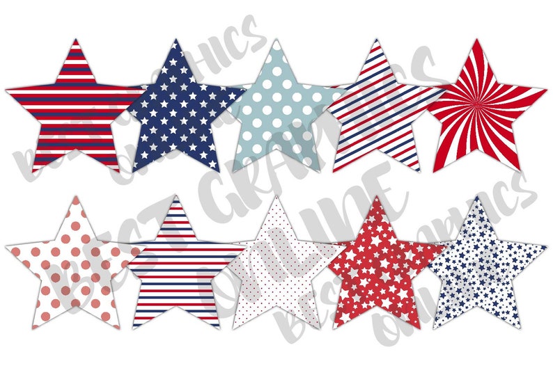 Stars and Stripes Clipart 4th of July Patriotic Stars USA - Etsy