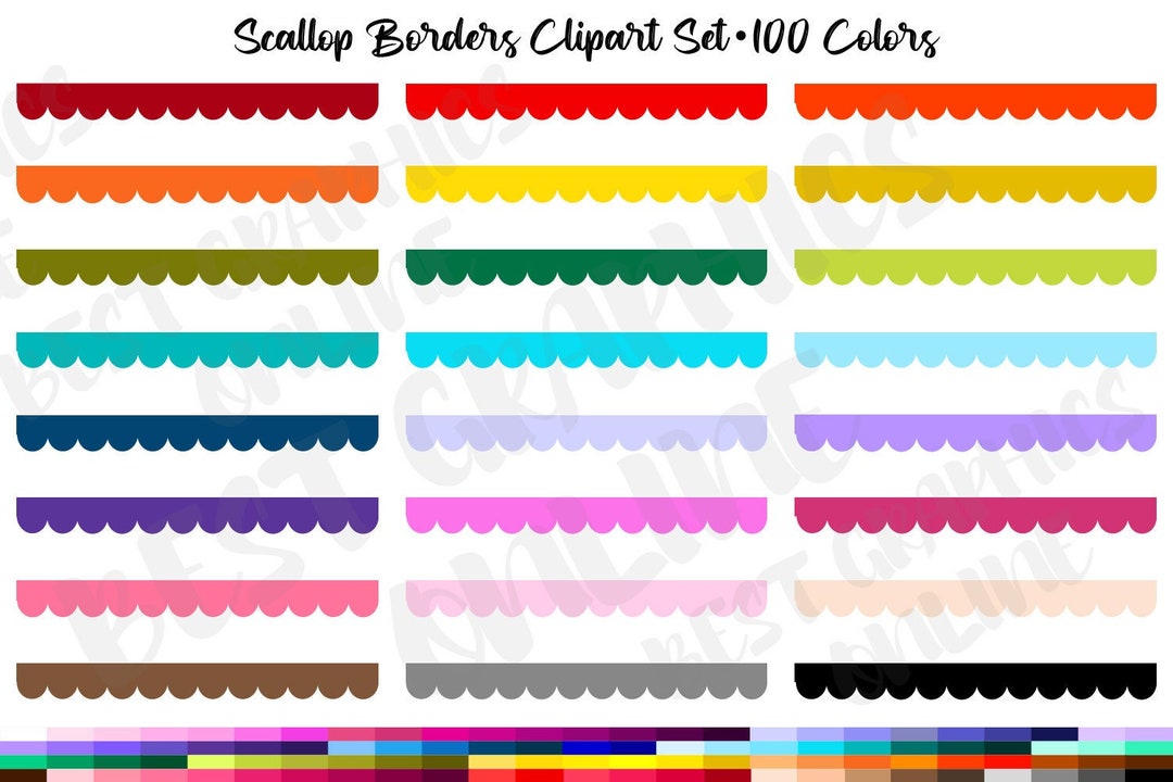 Scalloped Borders Clipart Set, Scallop Border Frame Clip Art, Clipart ...