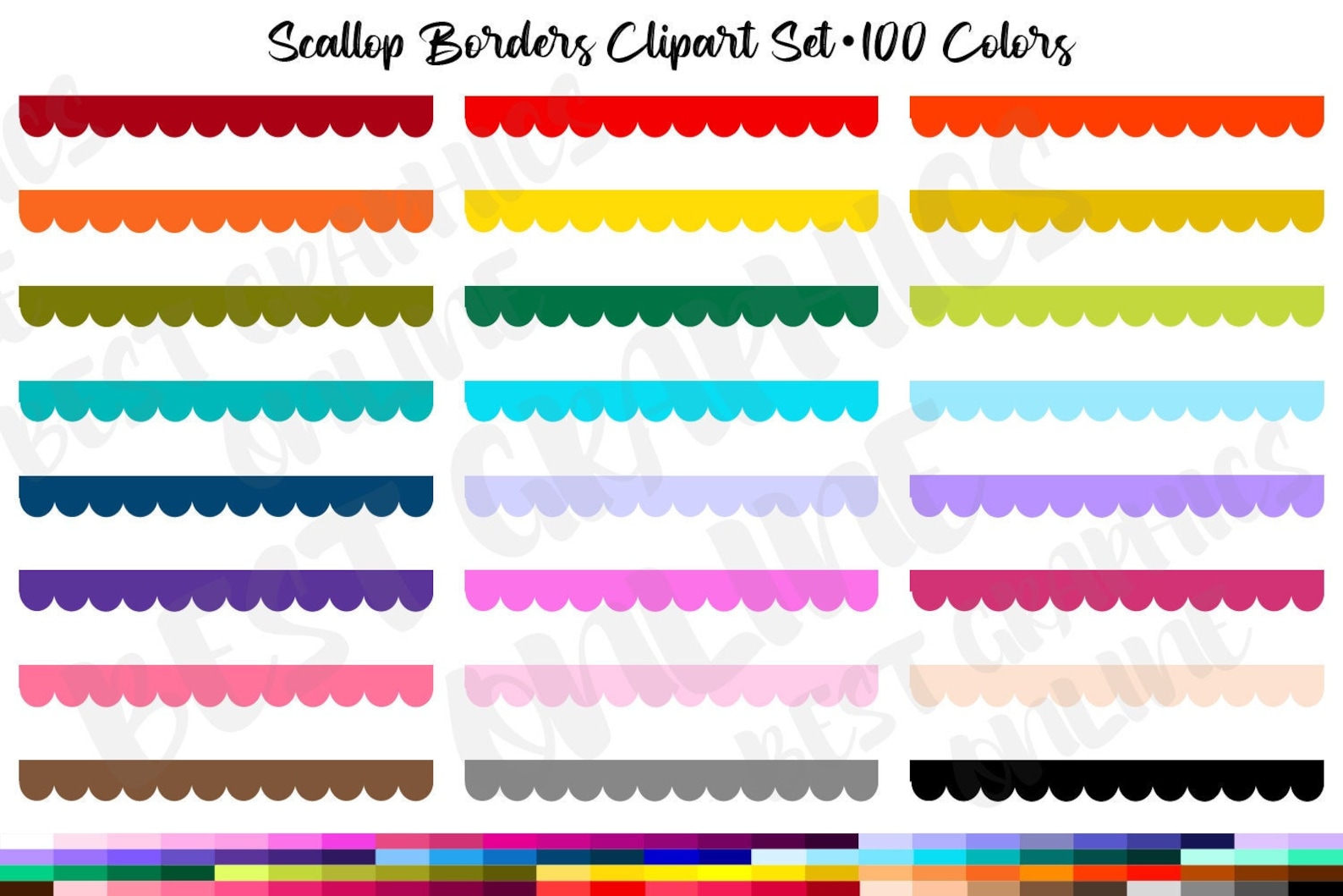 Scalloped Borders Clipart Set Scallop Border Frame Clip Art - Etsy