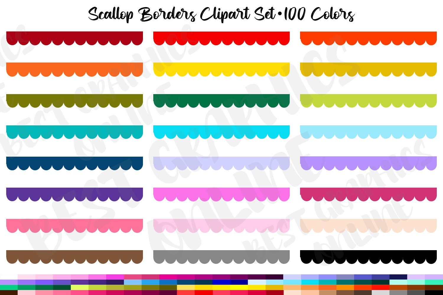 Scalloped Borders Clipart Set Scallop Border Frame Clip Art - Etsy
