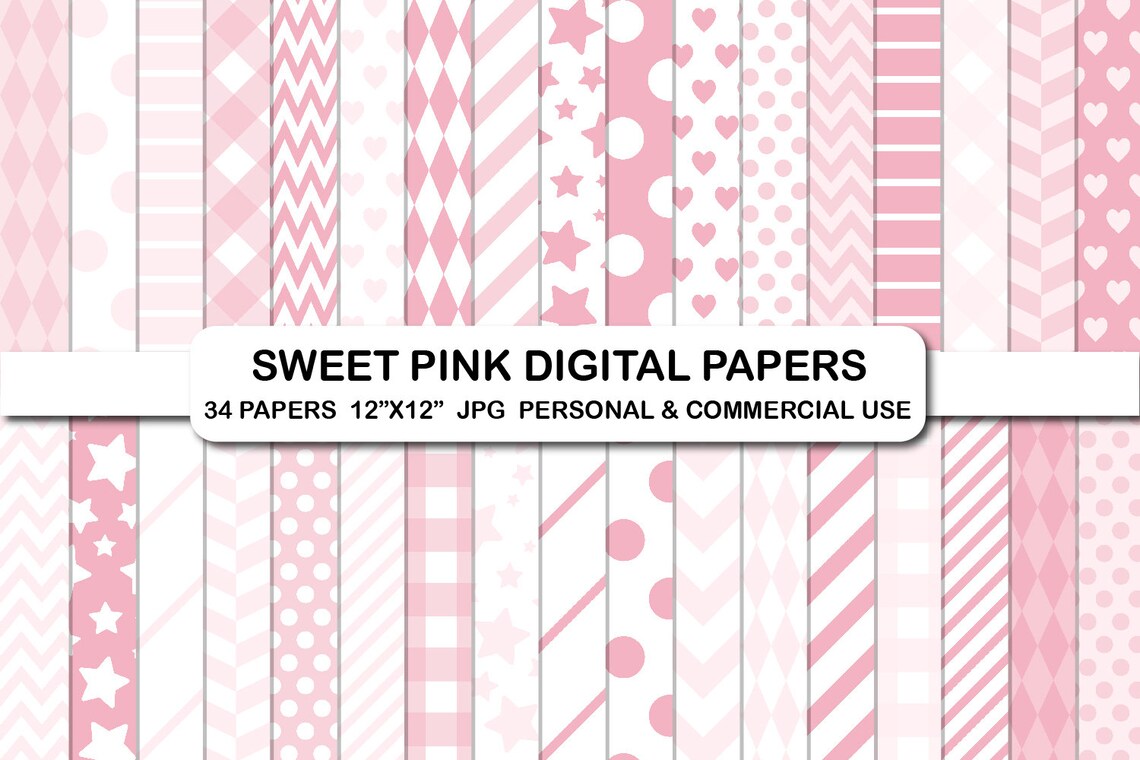 Sweet Light Pink Digital Paper Pack Pink Colors Digital - Etsy