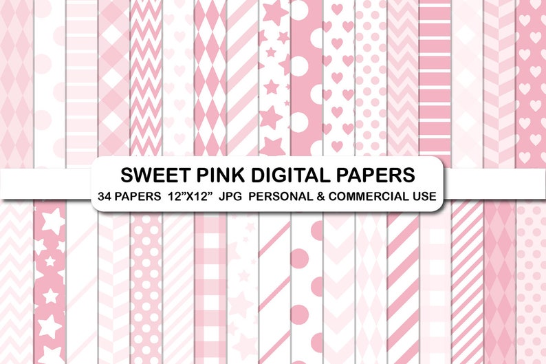 Sweet Light Pink Digital Paper Pack Pink Colors Digital - Etsy