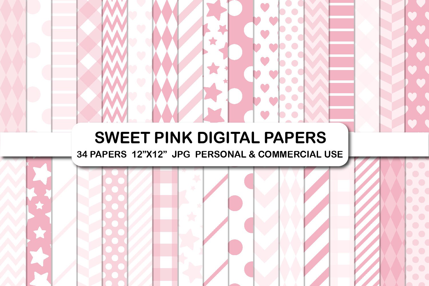 Light Pink Digital Paper Pack, Scrapbook Background (digital Download ...