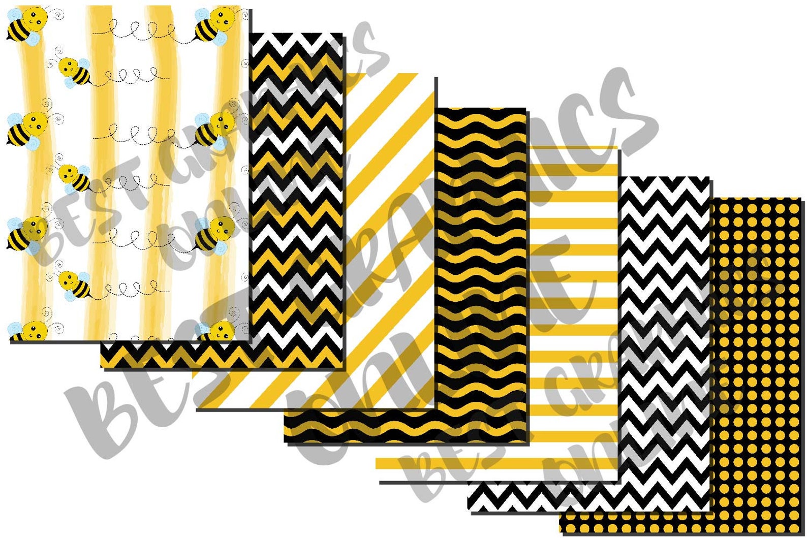 Sweet Bee Digital Paper Honey Bee Yellow Digital Papers Set - Etsy