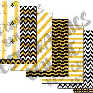 Sweet Bee Digital Paper, Honey Bee Yellow Digital Papers Set, Bees ...