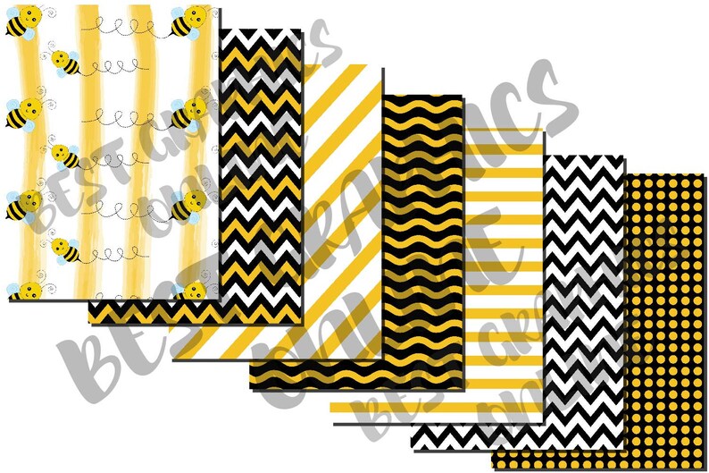 Sweet Bee Digital Paper Honey Bee Yellow Digital Papers Set - Etsy