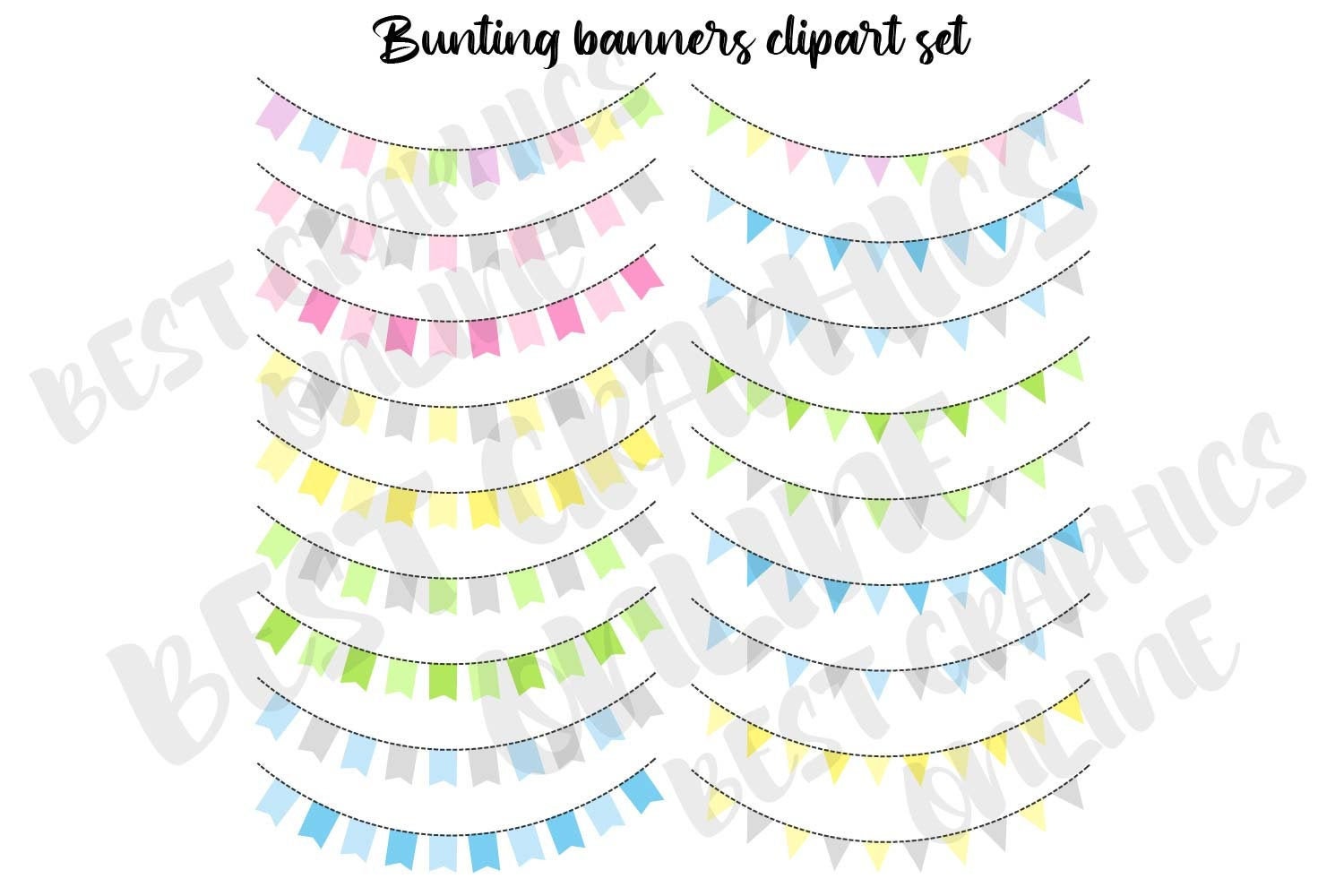 Bunting Banner Clip Art Garland Clipart Party Flag Bunting - Etsy