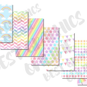 32 Rainbow Digital Paper, Rainbow Star Digital Paper, Rainbow ...