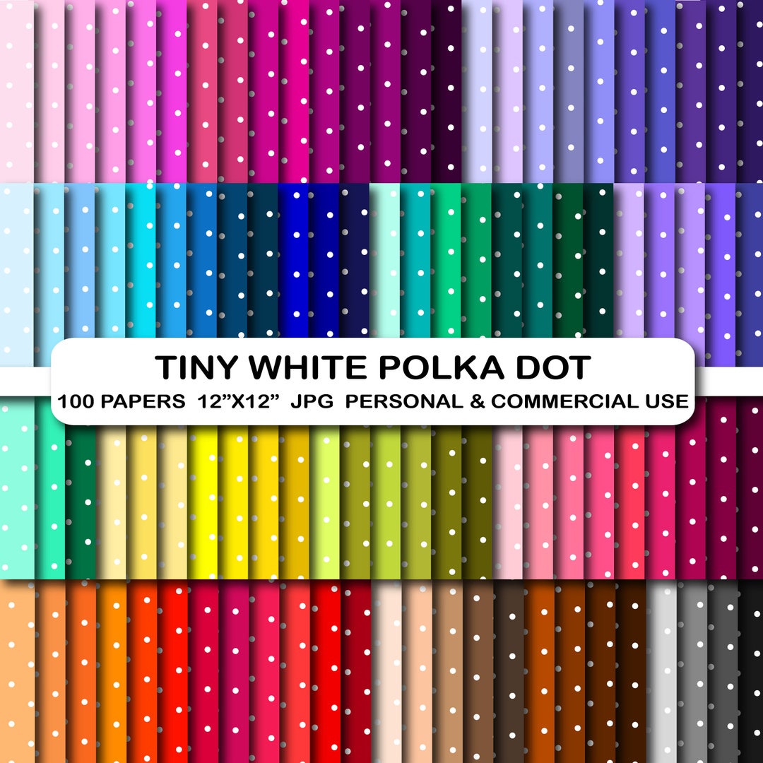 Polka Dot Digital Paper Pack, Tiny White Polka Dot Digital Papers ...