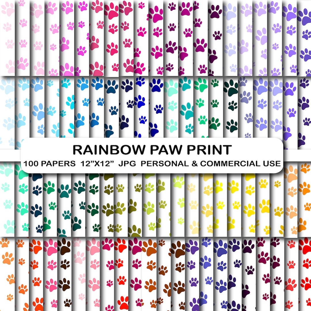100 Paw Print Scrapbook Paper, Animal Print Digital Papers, Paw Print ...