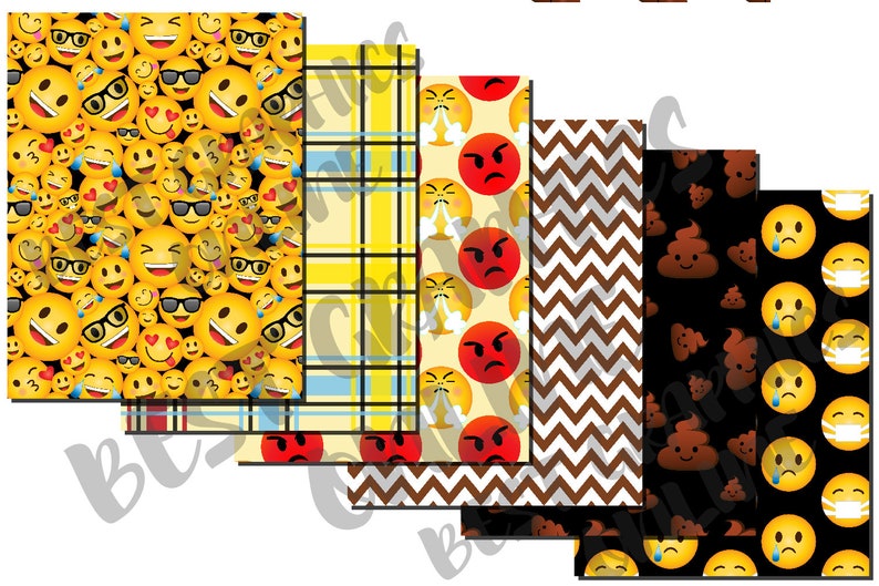 Emojis Digital Papers, Emoji Emoticons Digital Paper Pack, Emoticon ...