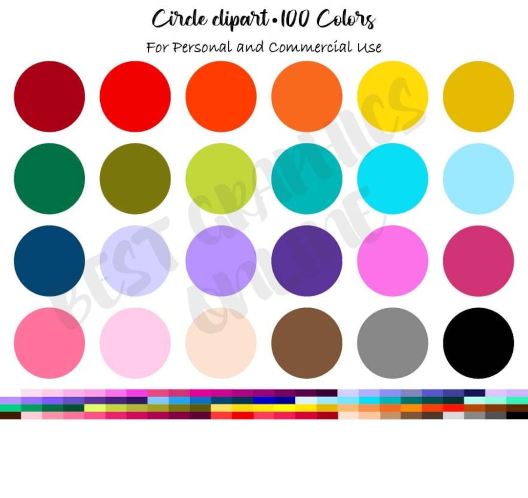 100 Circle Planner Stickers Clipart, Round Shape Clipart, Circles ...