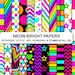 Neon Bright Digital Backgrounds Papers, Bright 90s Neon Digital Paper ...