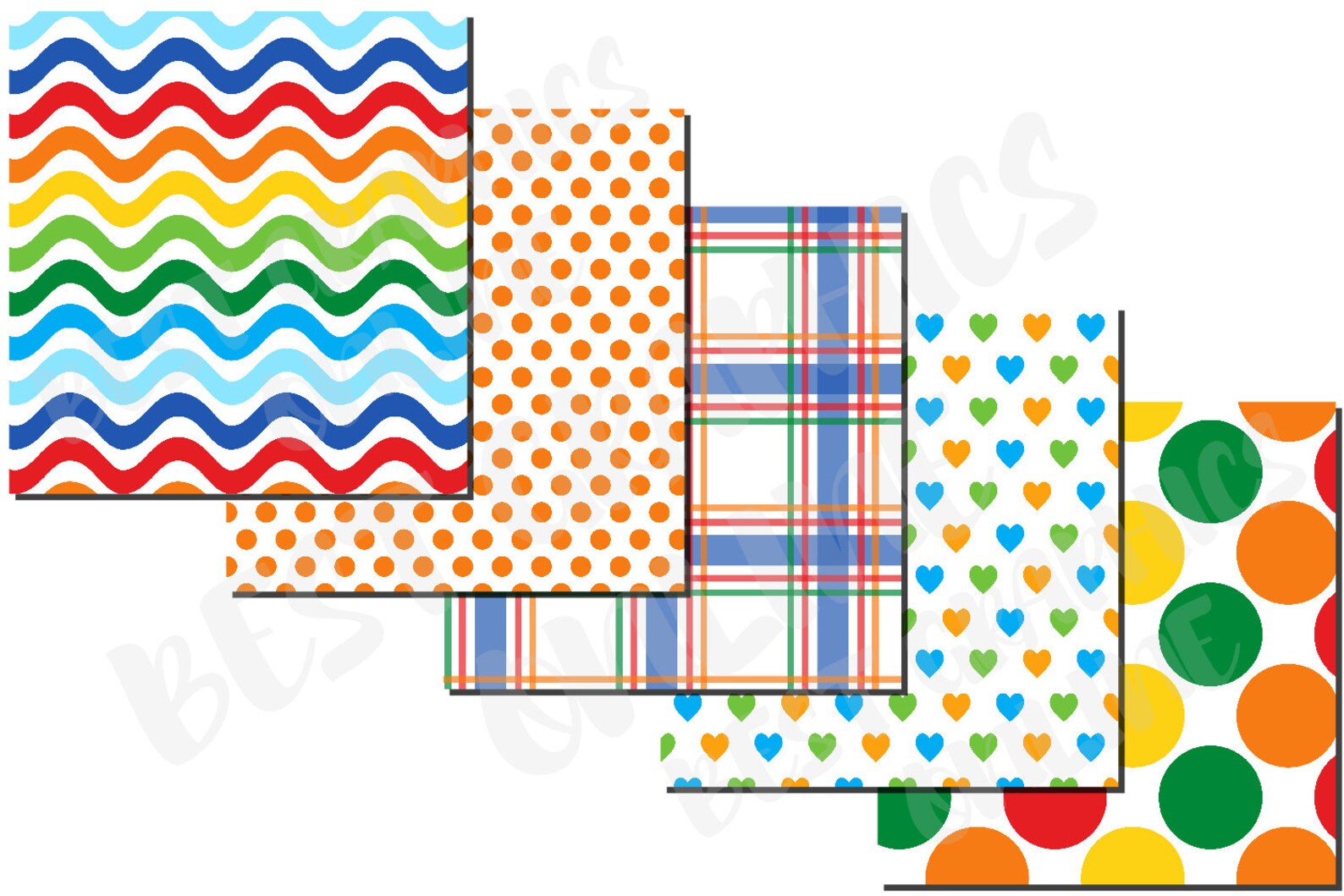 Bright Colors Digital Papers Pack Primary Colors Background - Etsy