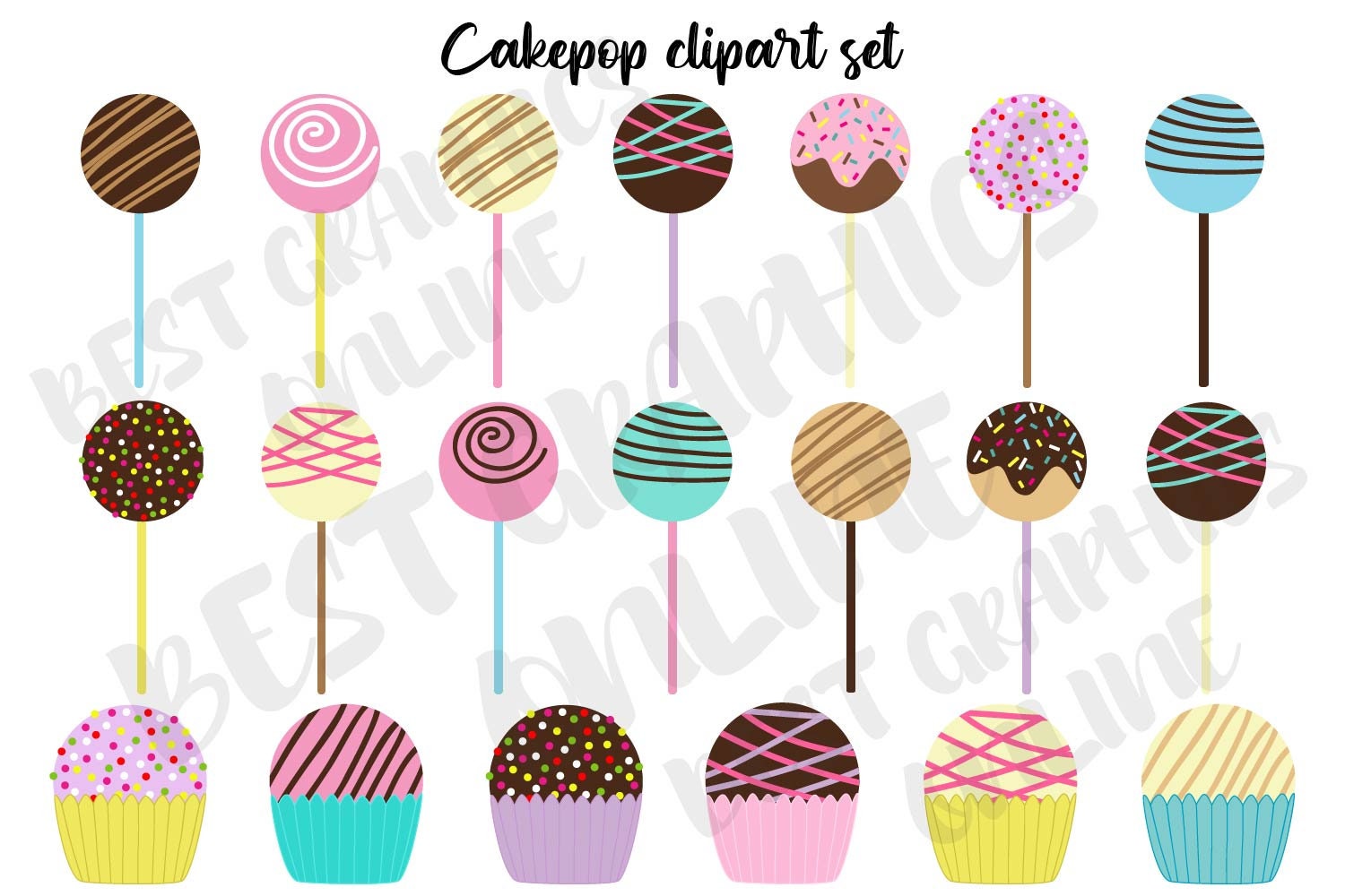 Cakepop Clipart, Sweets Dessert Cake Pops Printable Planner Stickers ...
