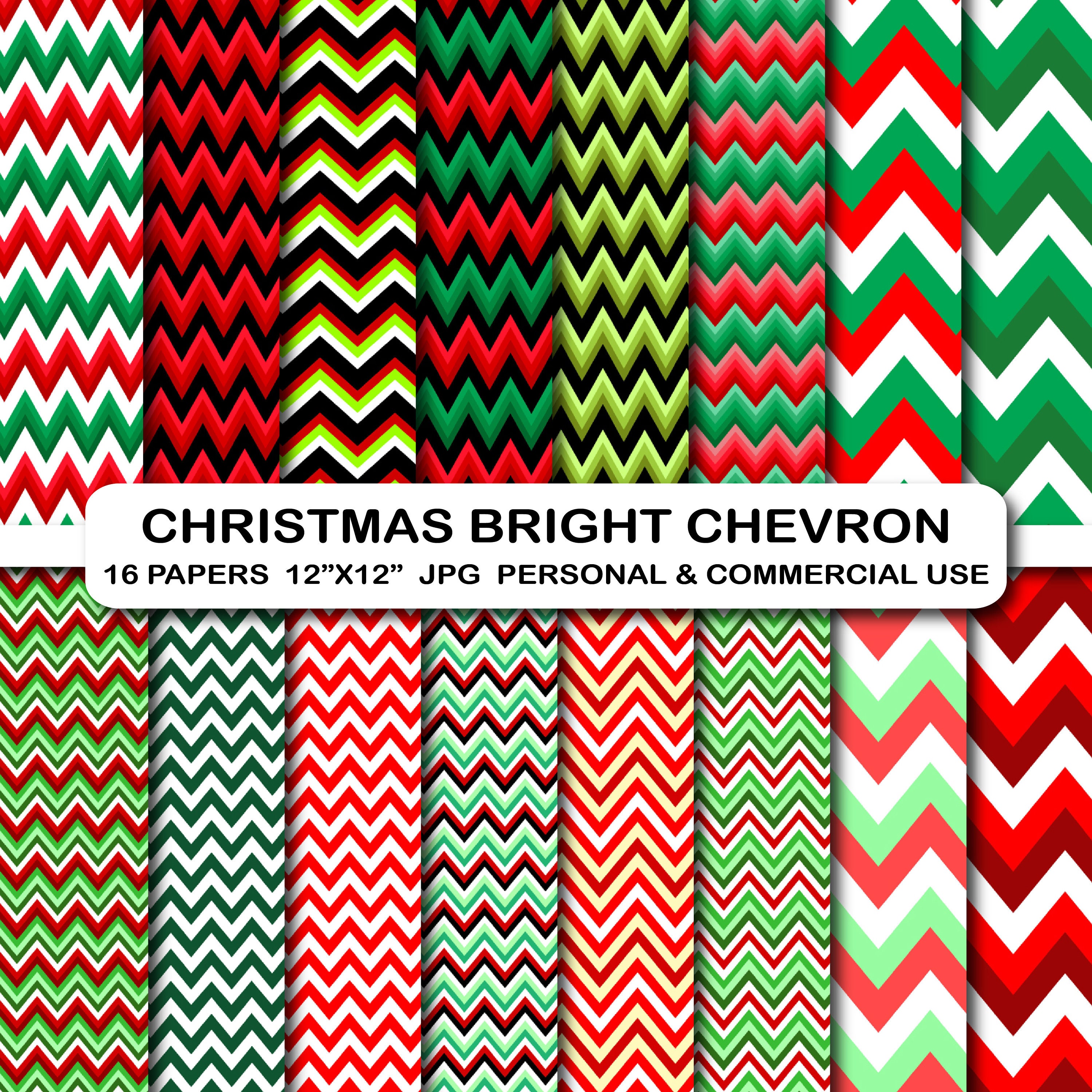 Christmas Chevron Digital Papers Chevron Zigzag Background - Etsy