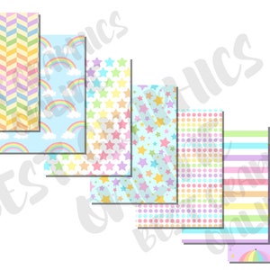 32 Rainbow Digital Paper, Rainbow Star Digital Paper, Rainbow ...