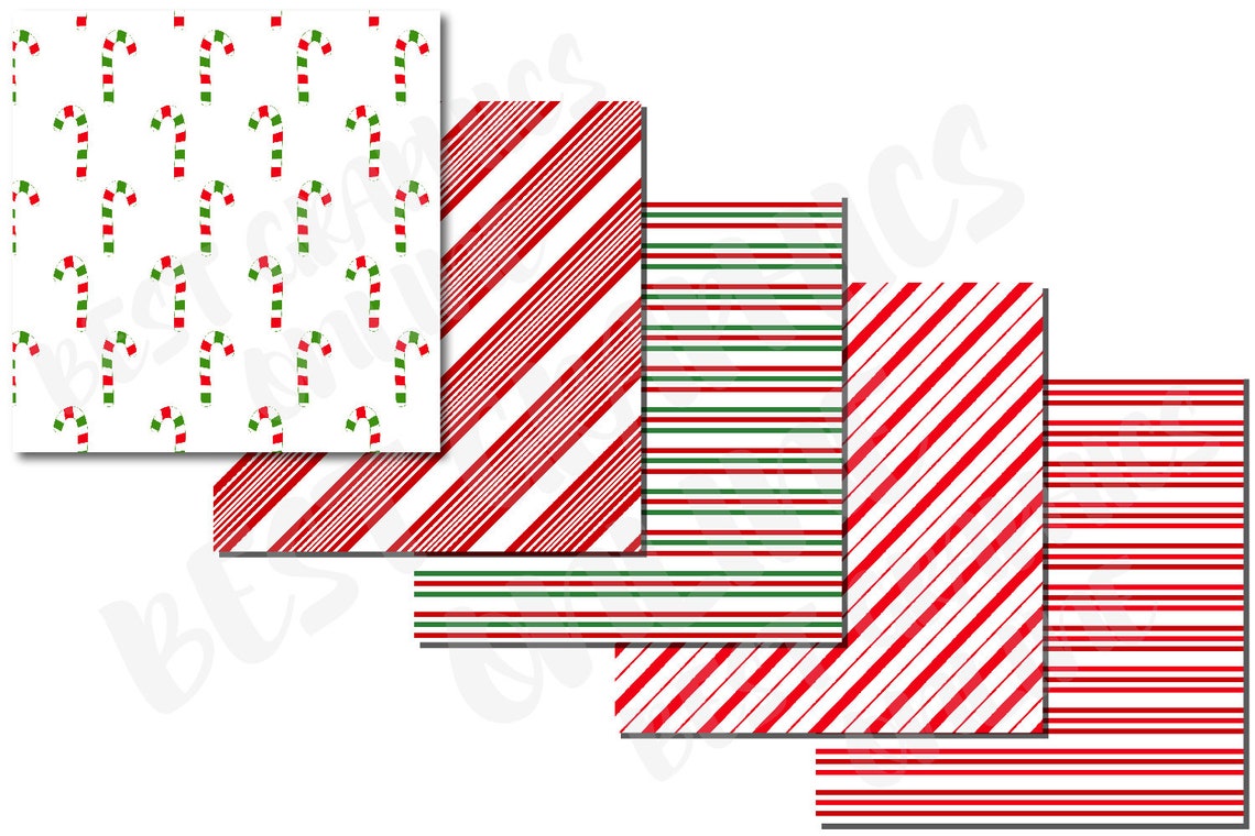 Christmas Candy Cane Digital Papers, Holiday Backgrounds (digital ...