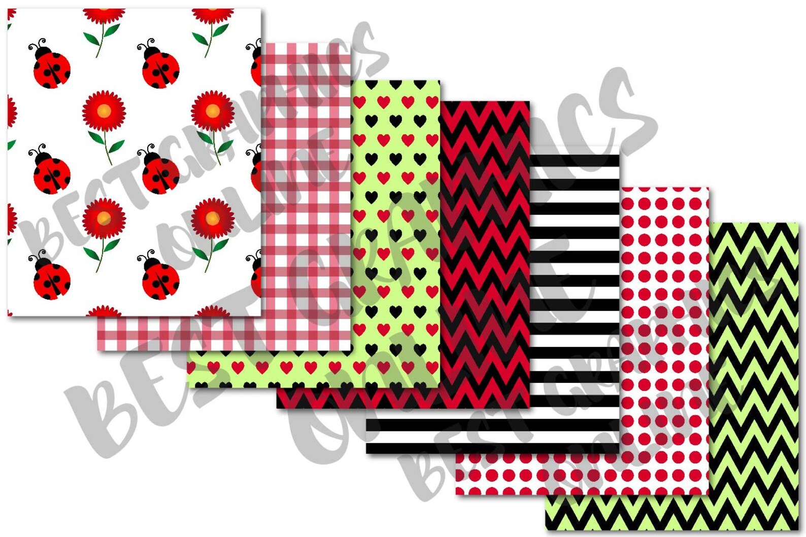 Ladybug Digital Papers, Red and Black Patterns (digital Download) - Etsy