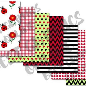 Ladybug Digital Background Papers, Little Lady Bug Red and Black ...