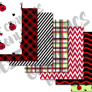 Ladybug Digital Background Papers, Little Lady Bug Red and Black ...