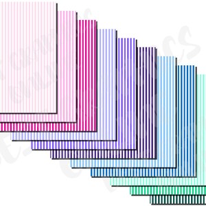100 Vertical Lines Digital Papers, 100 Rainbow Colors Straight Striped ...