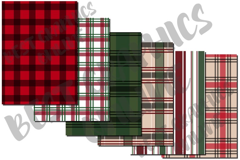 30 Plaid Pattern Scrapbook Digital Papers, Buffalo Plaid Paper Set ...