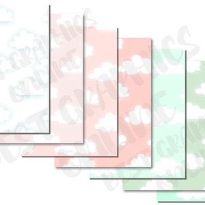 Clouds Digital Paper, Sunny Sky Digital Papers Set, Cloud Sky Pattern ...