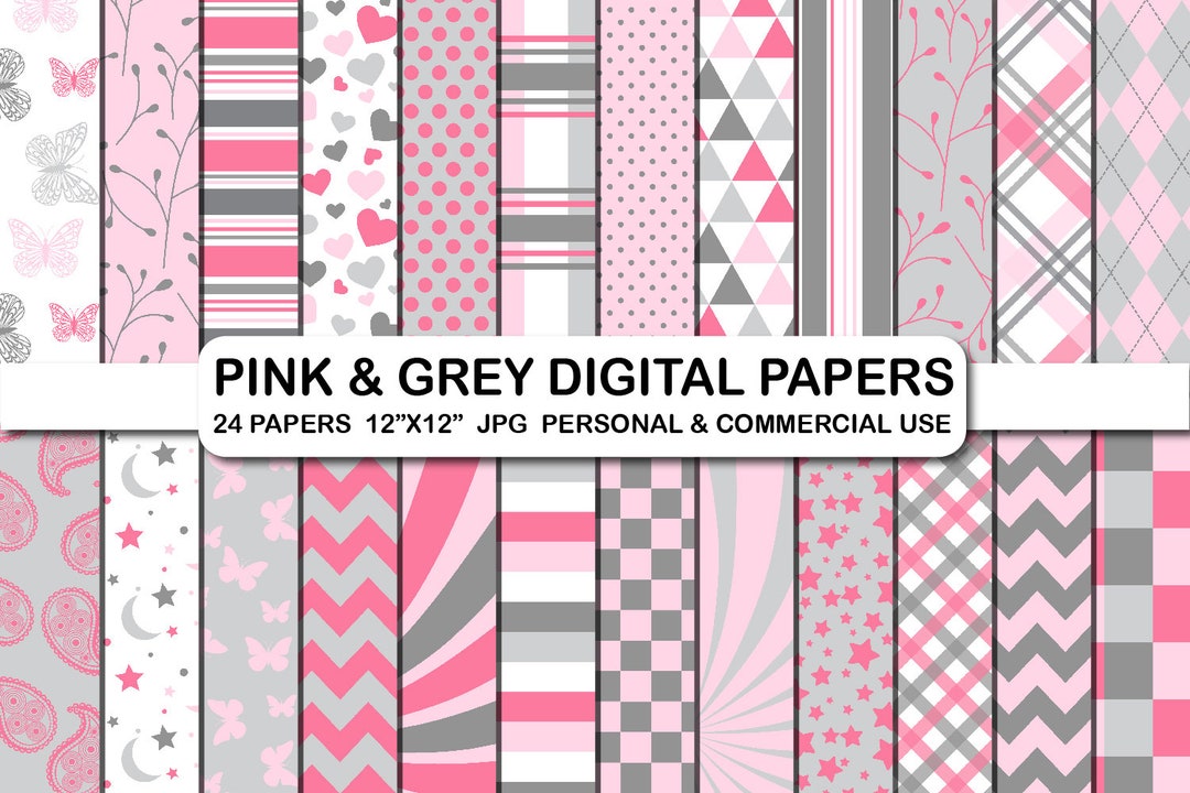 Pink and Grey Digital Papers , Pink and Gray Digital Papers, Pink and ...