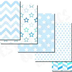 Blue Digital Background Papers, Blue Shades Colors Scrapbooking Patter ...