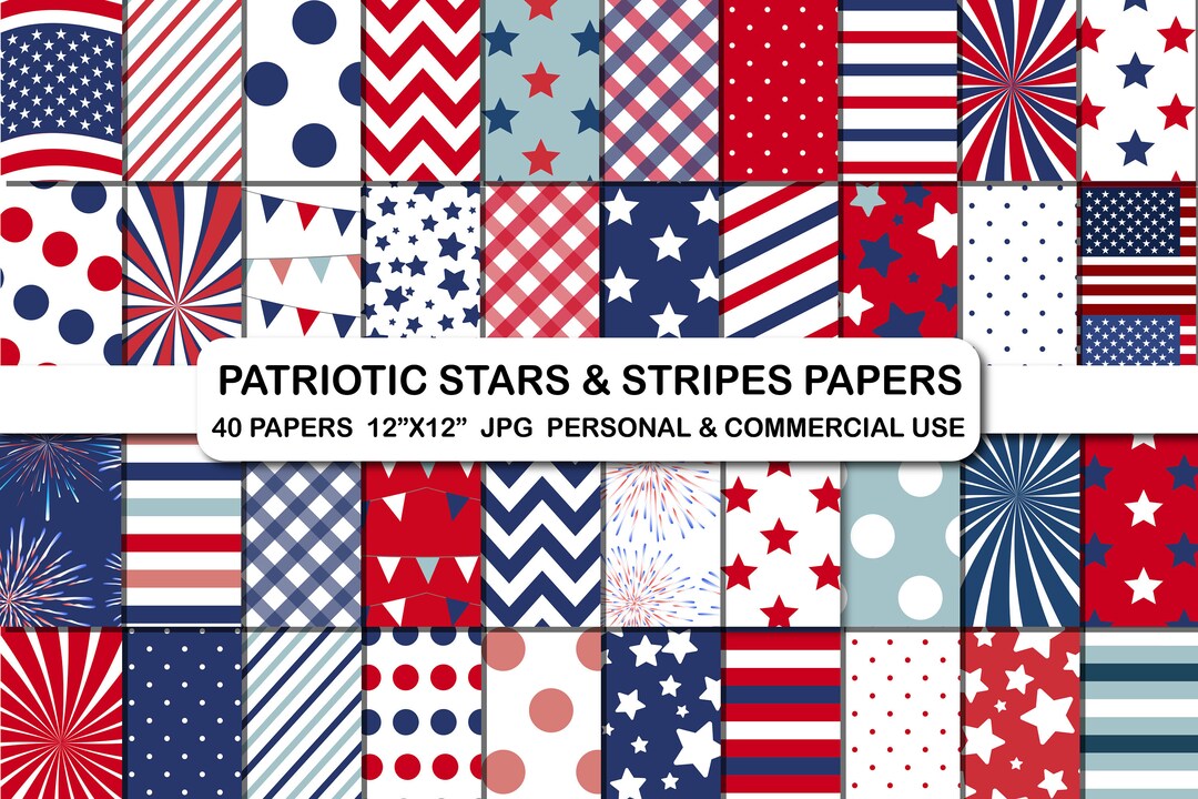 USA Patriotic Digital Papers , July 4th Digital Papers, Independence ...