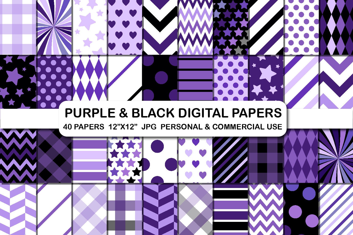Purple and Black Digital Papers Halloween Purple and Black - Etsy