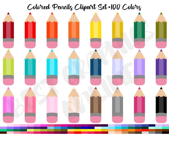 100 Pencils Clipart Set Back to School Art Supplies Planner - Etsy