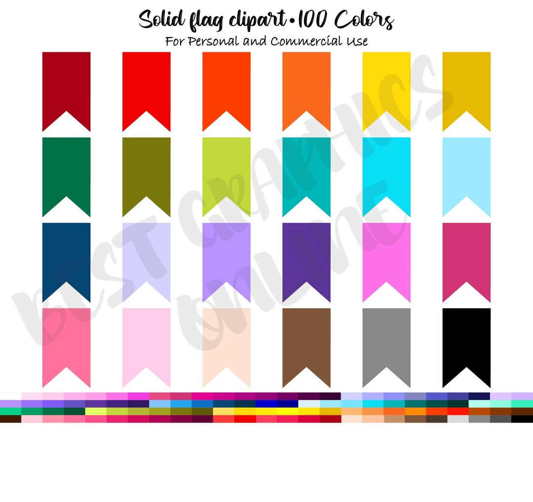 100 Banners Flags Planner Clipart, Rainbow Bunting Flags Digital ...