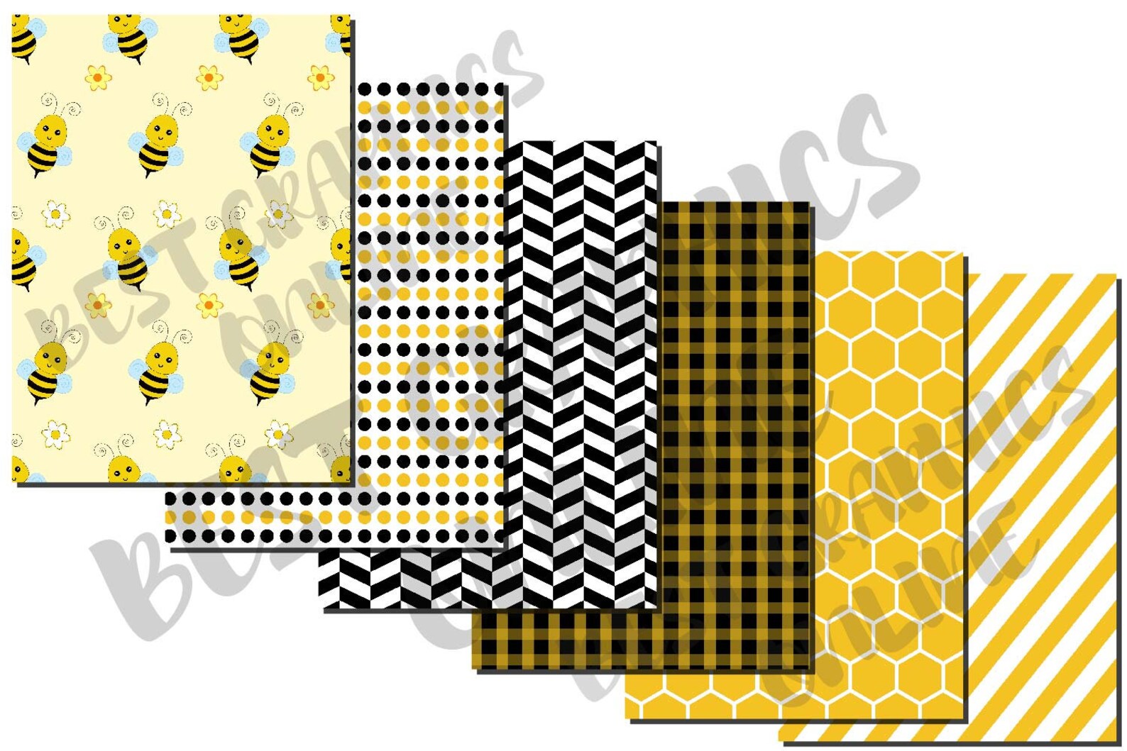 Sweet Bee Digital Paper Honey Bee Yellow Digital Papers Set - Etsy