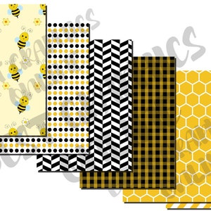 Sweet Bee Digital Paper, Honey Bee Yellow Digital Papers Set, Bees ...