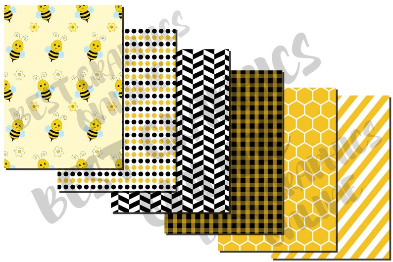Sweet Bee Digital Paper Honey Bee Yellow Digital Papers Set - Etsy