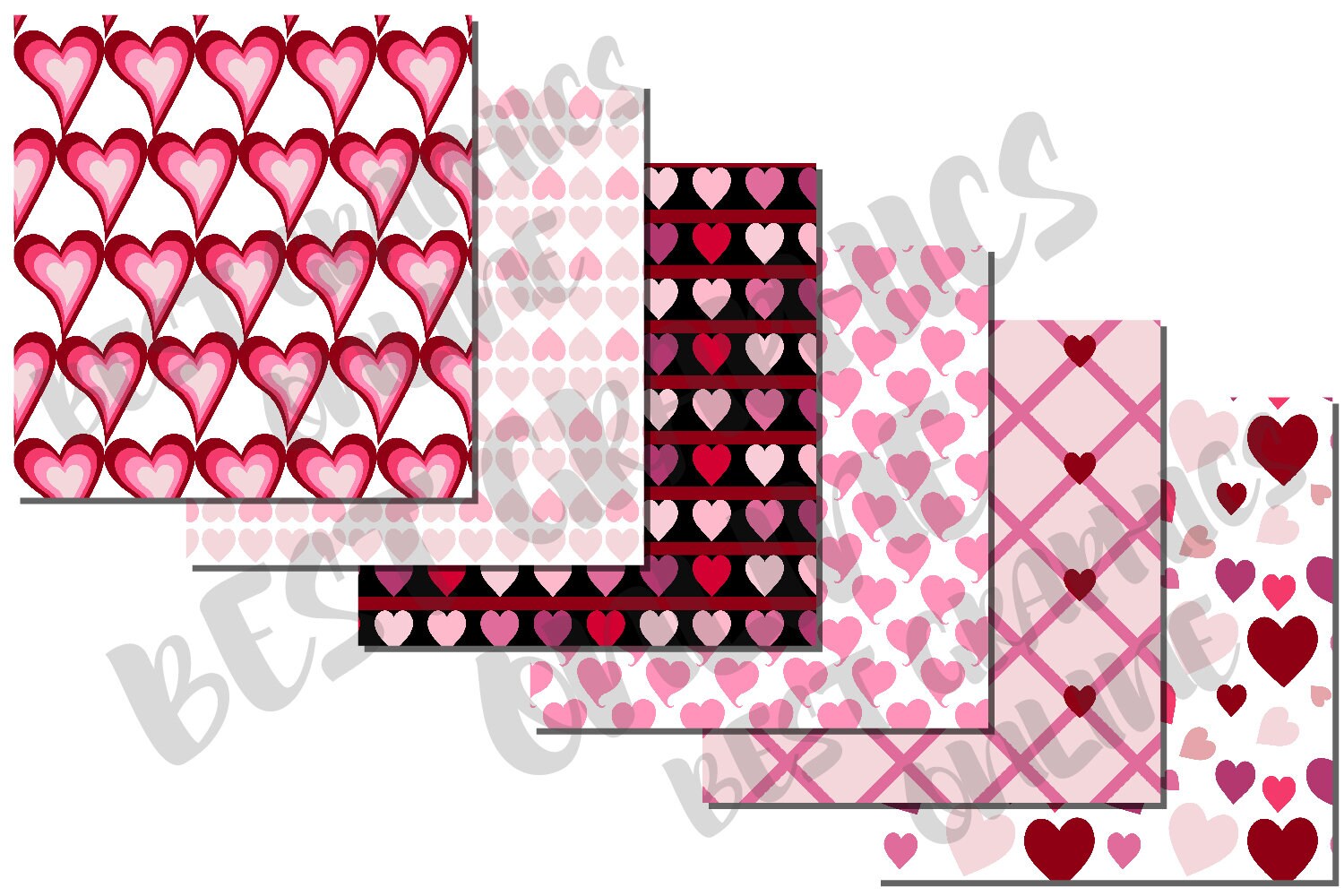 Valentine's Day Digital Papers Love Digital Paper Pack - Etsy