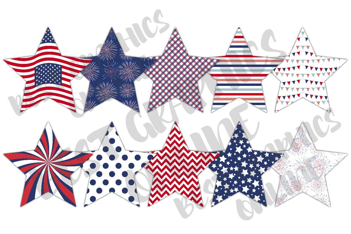 Stars and Stripes Clipart 4th of July Patriotic Stars USA - Etsy