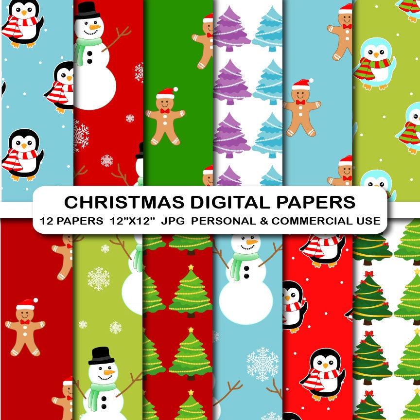 Christmas Digital Paper Set Christmas Background Paper - Etsy