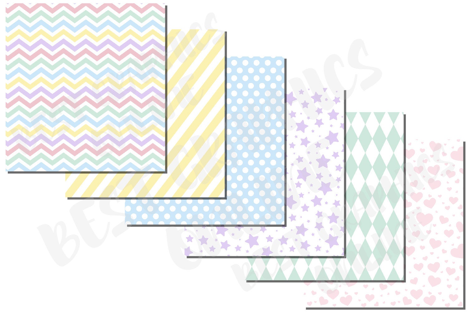 Pastel Rainbow Digital Papers, Light Colors, 12x12 (digital Download ...