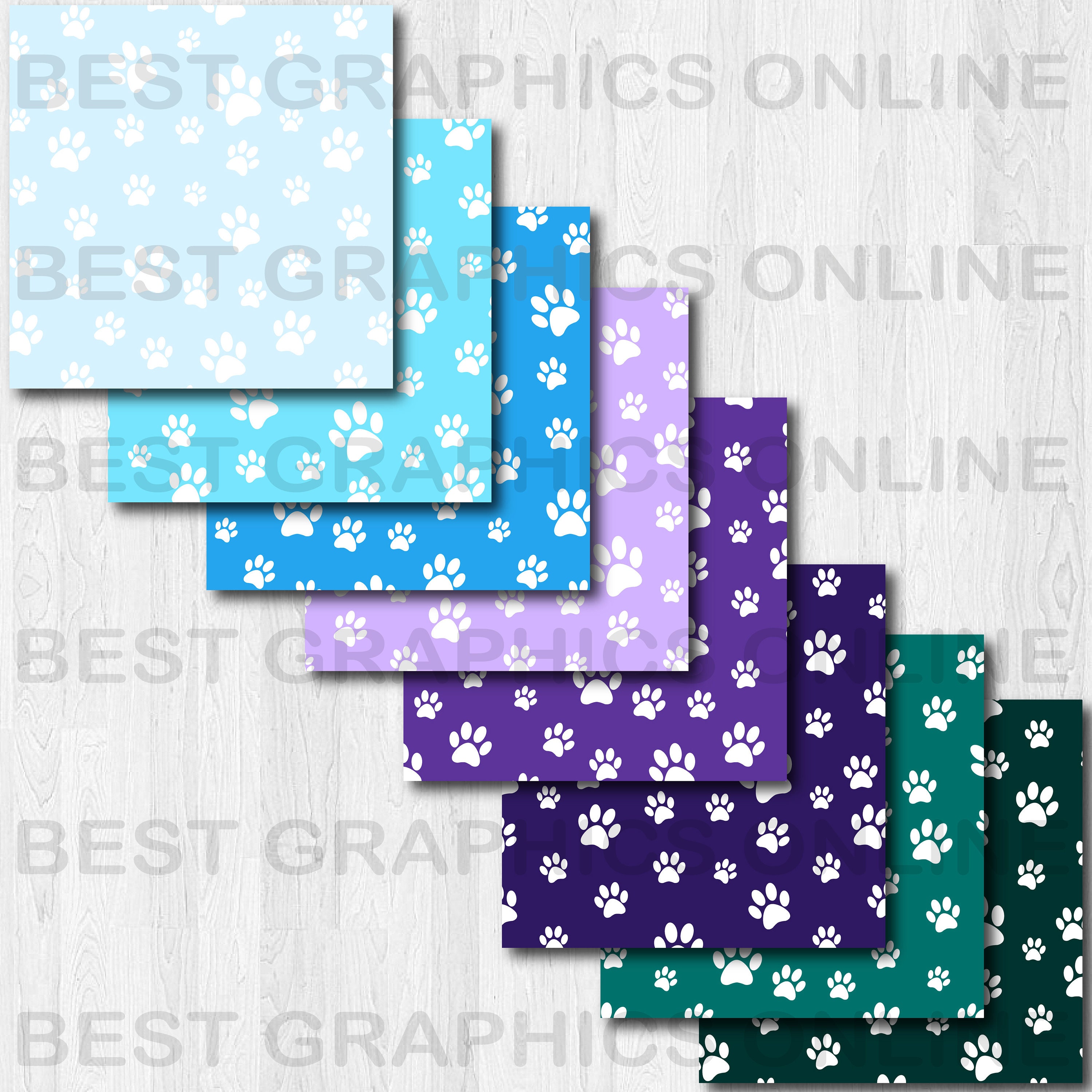 100 Paw Print Scrapbook Paper Animal Print Digital Papers | Etsy