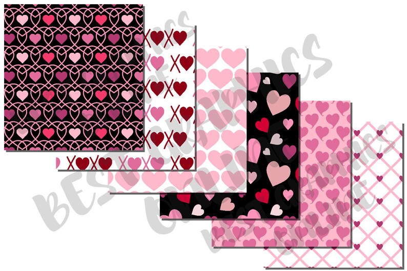 Valentine's Day Digital Papers Love Digital Paper Pack - Etsy