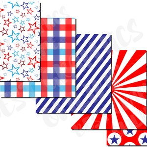 Fourth of July USA Patriotic Digital Papers, July 4th Digital Scrapbook ...