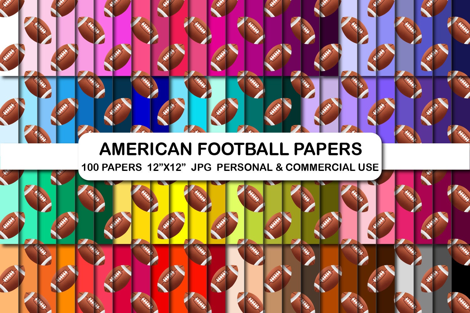 Football Digital Papers, Sports Scrapbook Background (12x12, 300 Dpi ...