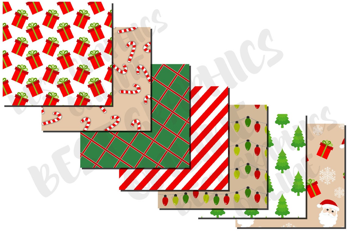 Christmas Digital Papers Christmas Pattern Background Papers - Etsy