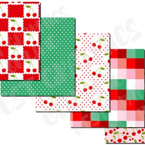 Red Cherries Digital Background Papers, Cherry Pattern Paper, Cherry ...