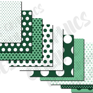 Green Polka Dot Digital Paper Pack, Saint Patricks Green Dot Digital ...