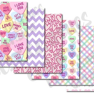 Candy Heart Paper, Valentine's Paper, Valentines Day Heart Candy Papers ...